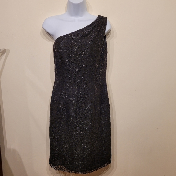 Ralph Lauren | Dresses | Ralph Lauren Black Lace Off One Shoulder Dress ...